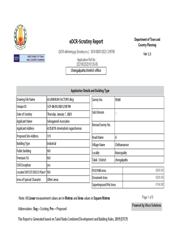 eDCR-Scrutiny Report: Department of Town and Country Planning Ver 1.5 ...
