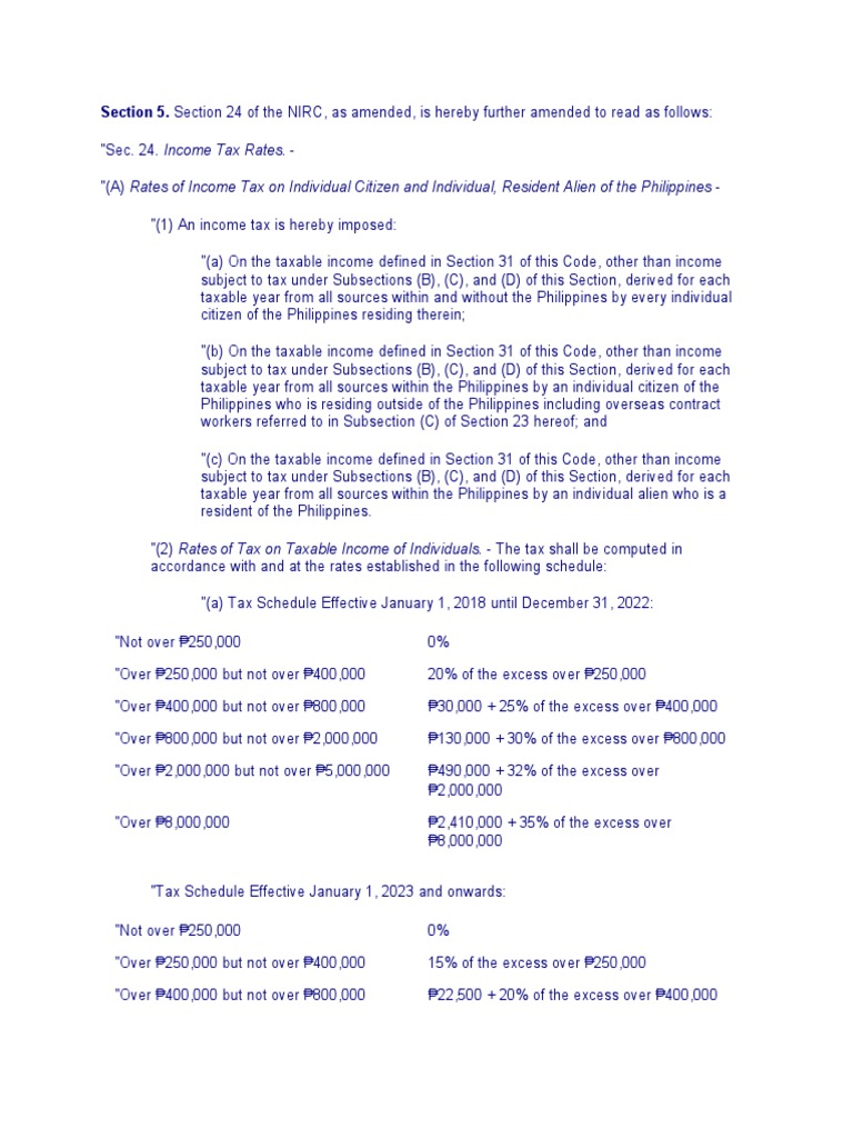 Section 5. Section 24 of The NIRC, As Amended, Is Hereby Further ...