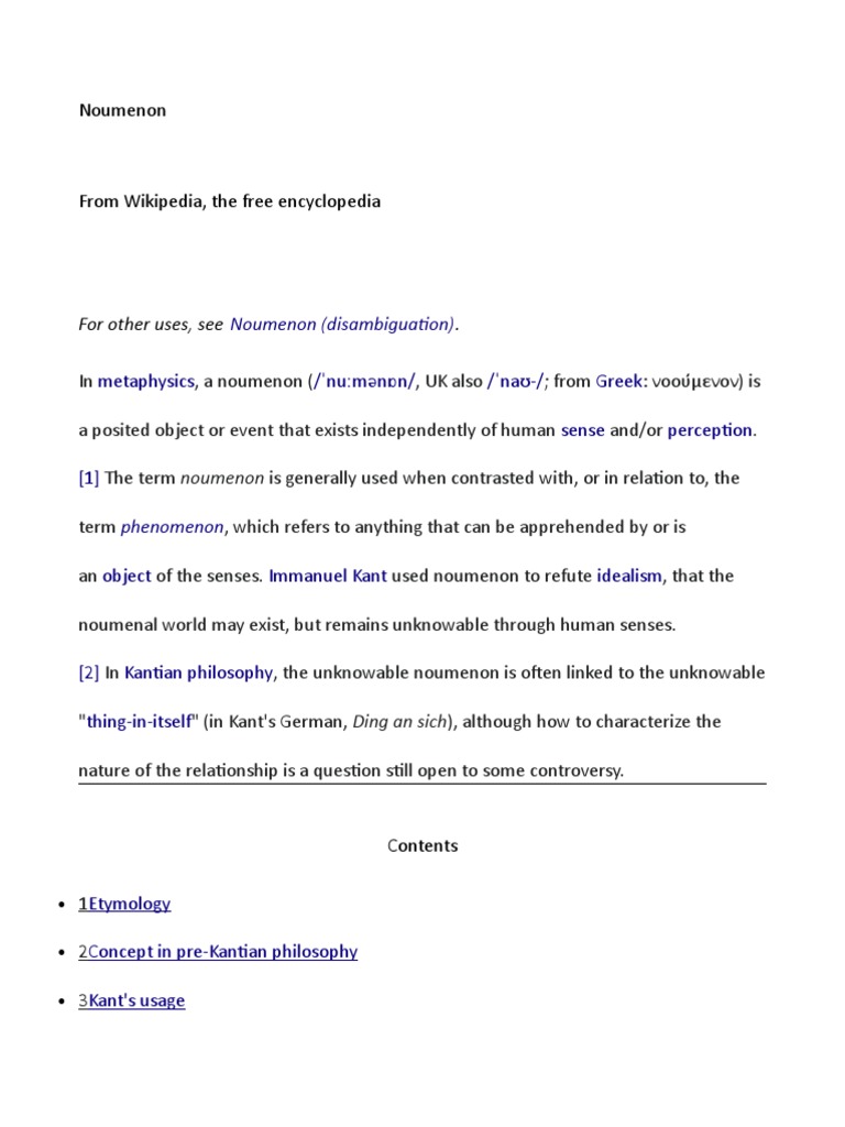 Noumenon (Disambiguation) | PDF | Noumenon | Philosophical Traditions