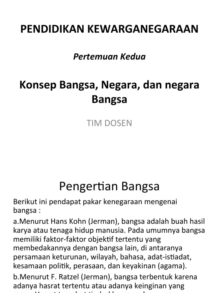 Konsep Bangsa dan Negara dalam Kewarganegaraan | PDF