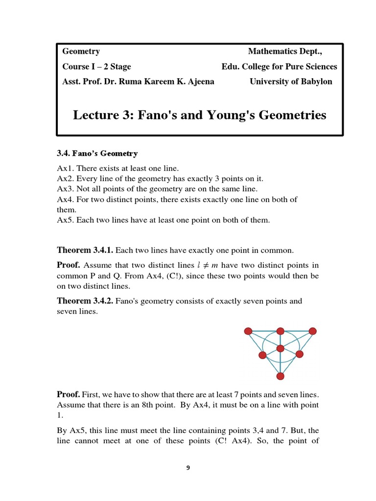 Lecture 3: Fano's and Young's Geometries | PDF | Geometry | Teaching ...