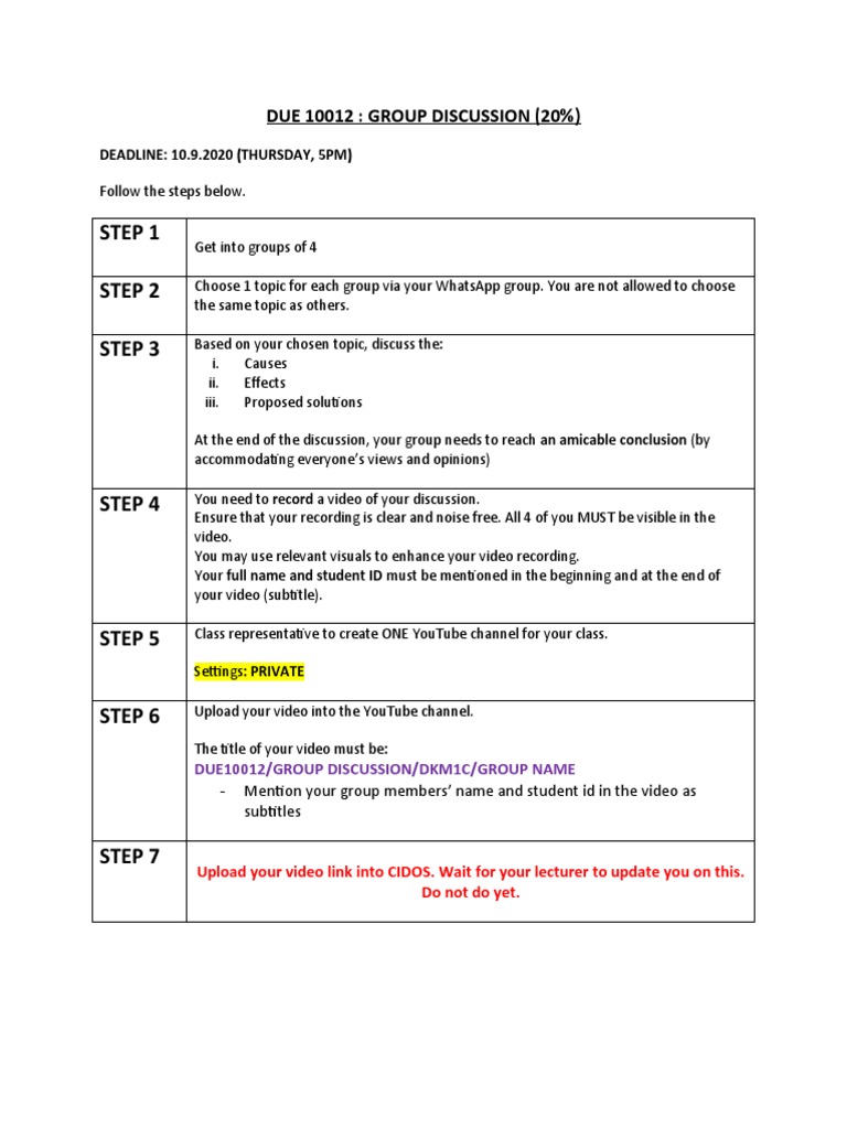 Student Guide For Group Discussion 20% | PDF | Career & Growth | Computers