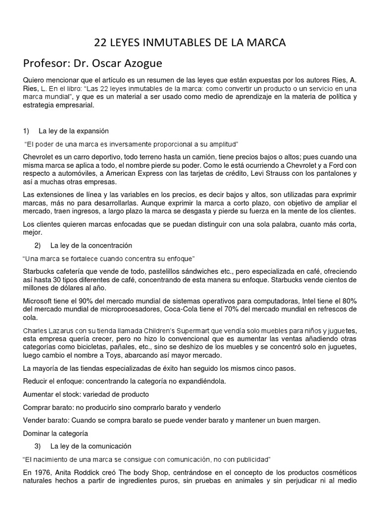 22 Leyes de La Marca | PDF | Gestión de la marca | Marca