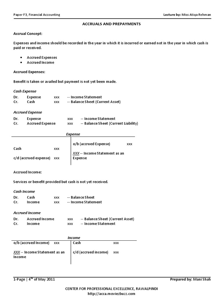 Accruals and Prepayments | PDF | Accrual | Deferral