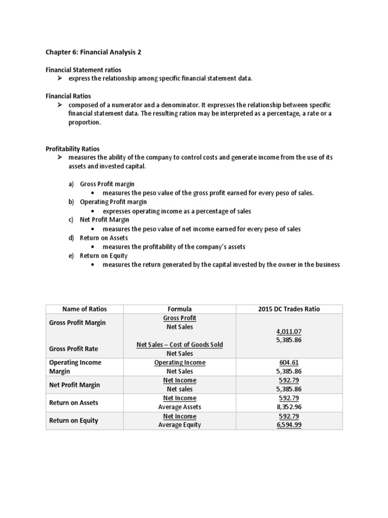 Chapter 6 Financial Analysis 2 | PDF | Gross Margin | Income