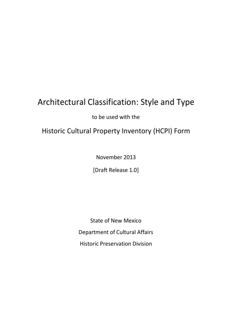 Architectural Classification: Style and Type: Historic Cultural ...