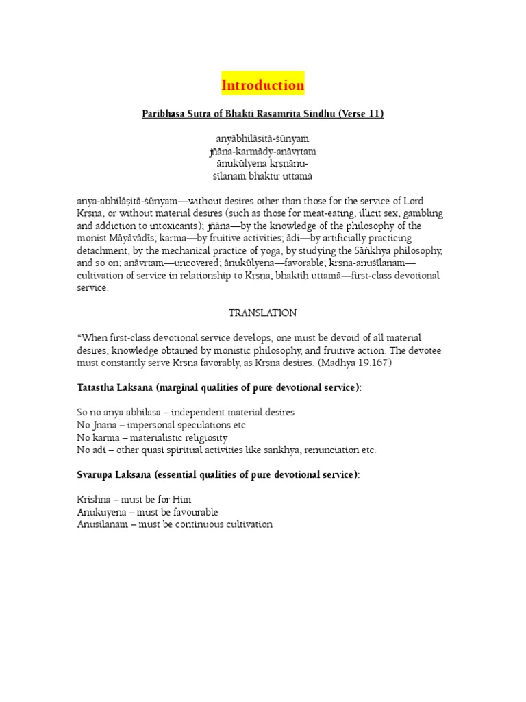 Bhakti Rasamrita Sindhu Introduction | PDF | Bhakti | Indian Philosophy