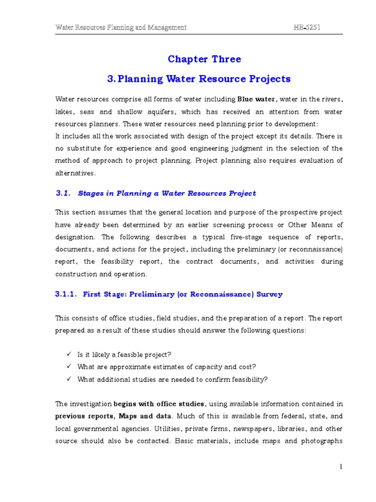 Chapter Three 3. Planning Water Resource Projects | Download Free PDF ...