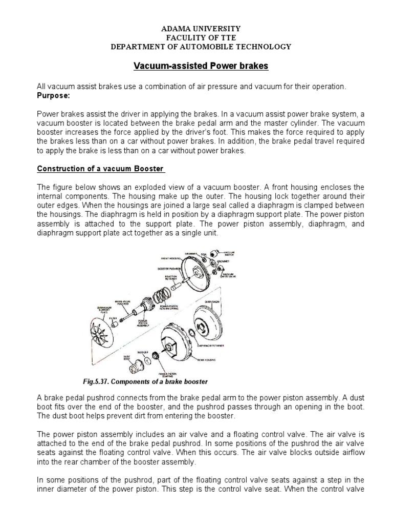 Vacuum-Assisted Power Brakes: Adama University Faculity of Tte ...