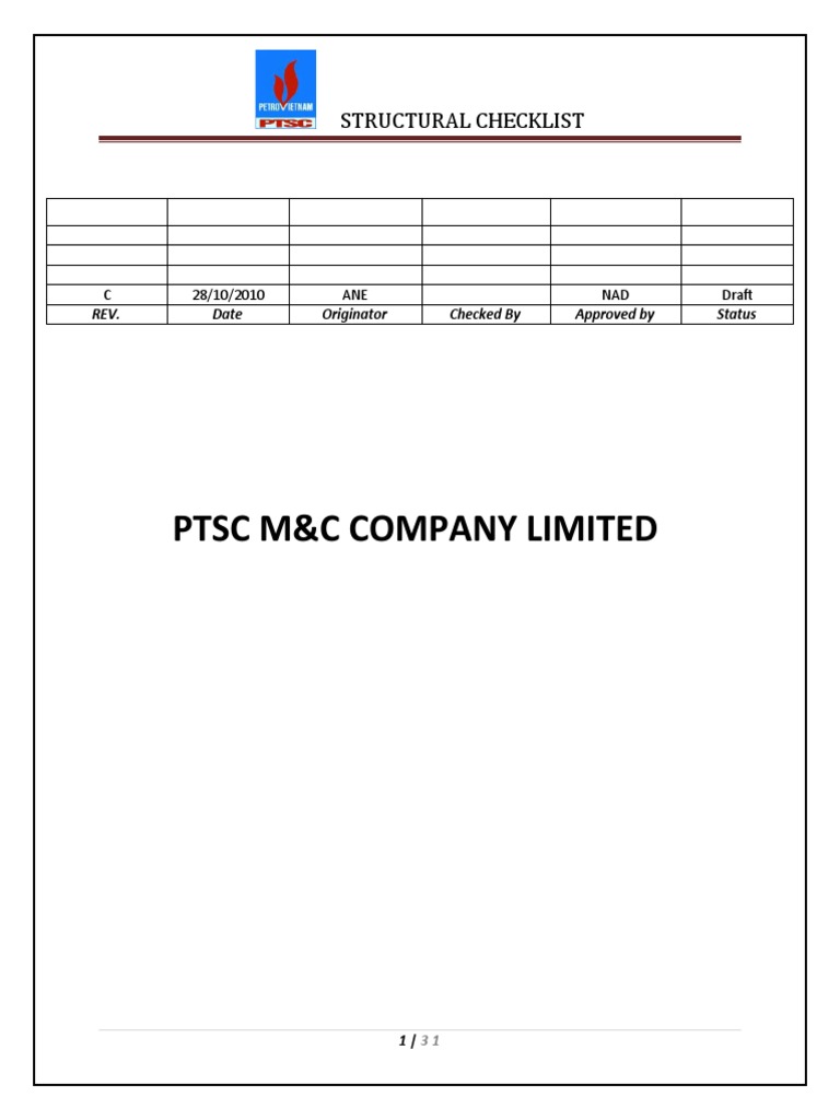 PTSC M&C Company Limited: Structural Checklist | PDF | Stress ...