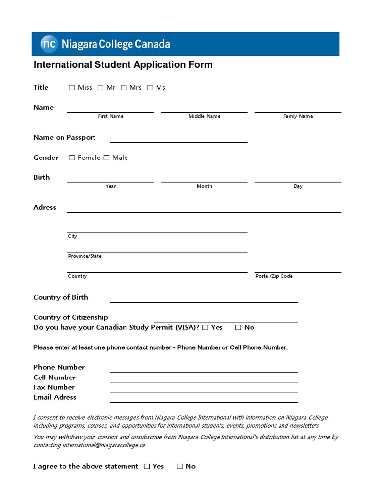 International Student Application Form: Miss MR Mrs Ms | PDF | English ...