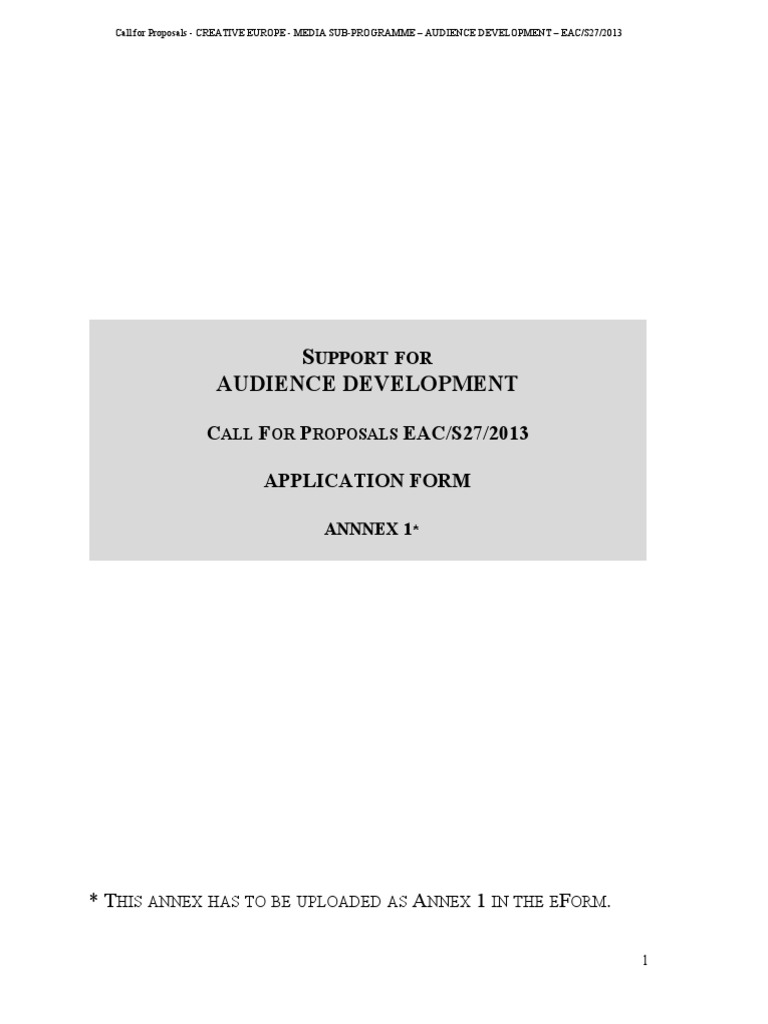 S Audience Development: C F P EAC/S27/2013 Application Form | Download ...
