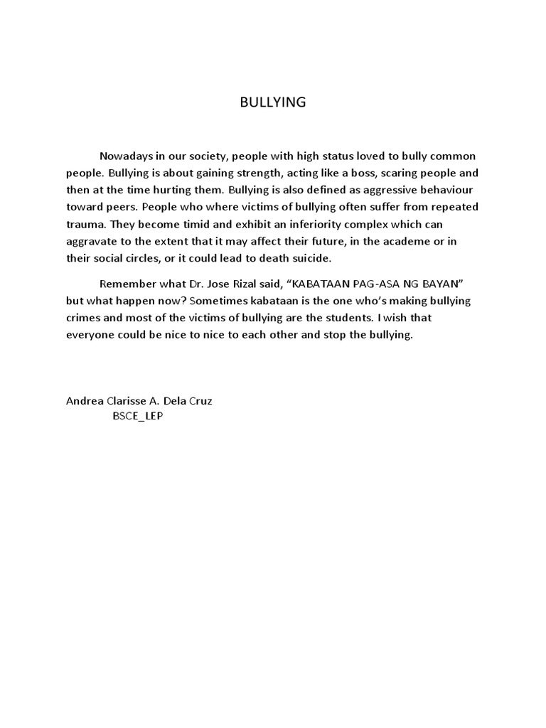 The Harmful Effects of Bullying and the Importance of Promoting ...