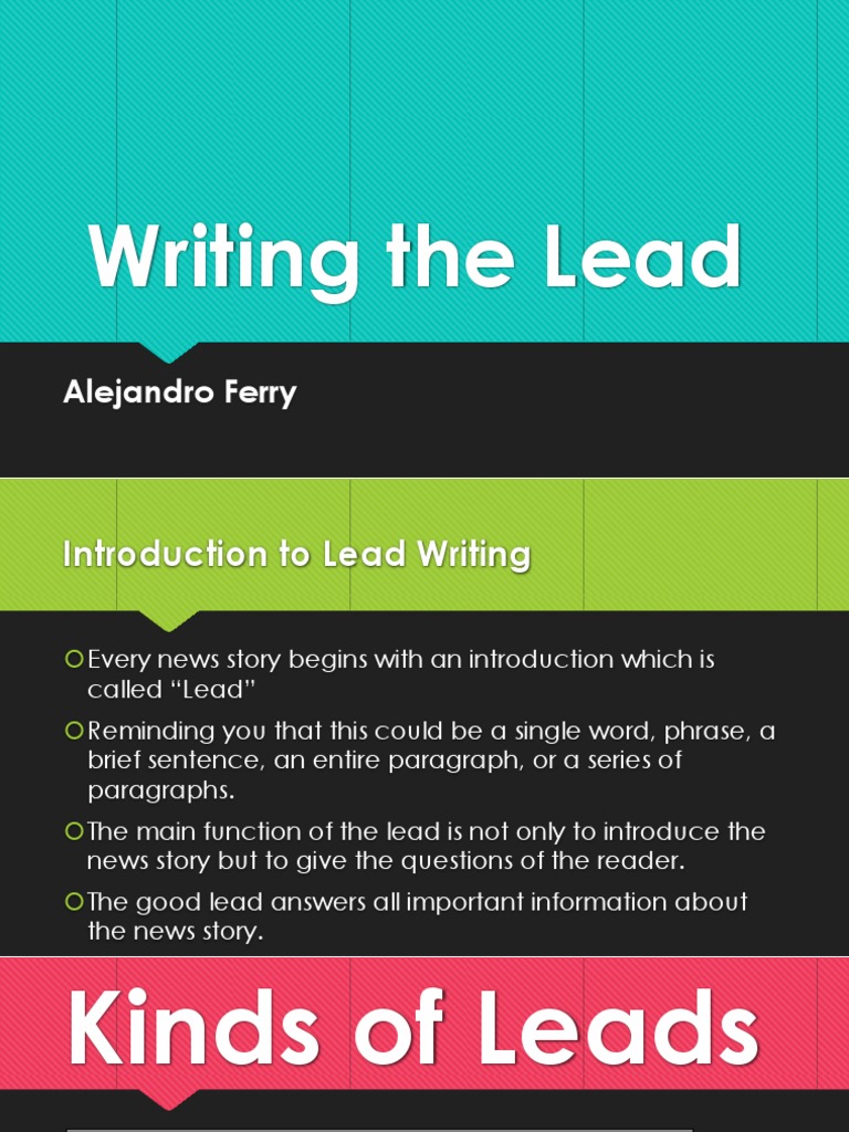 Writing The Lead: Alejandro Ferry | PDF | Verb | Grammar