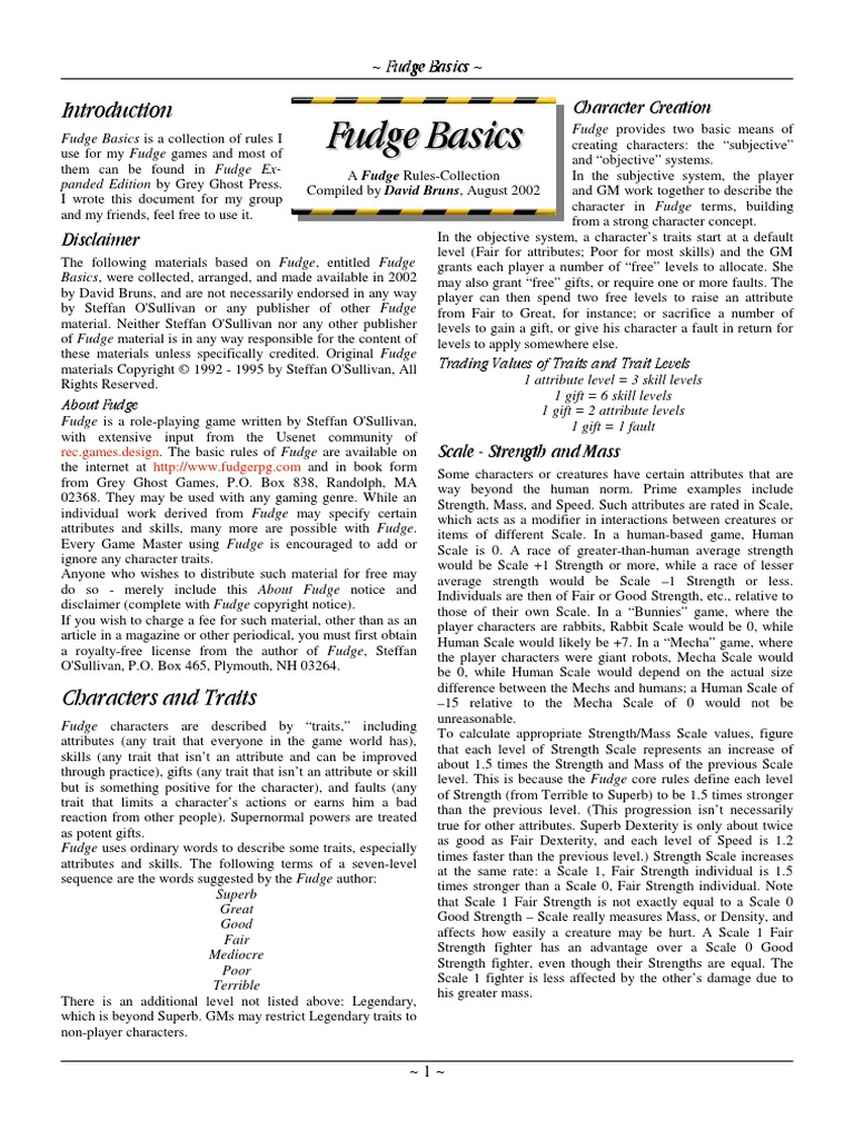 Fudge Rules-Collection David Bruns, August 2002: Rec - Games.design ...