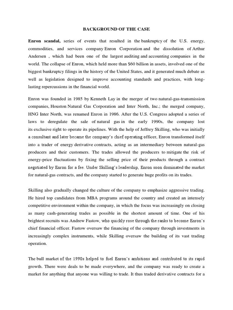 Background of The Case | PDF | Enron | Companies