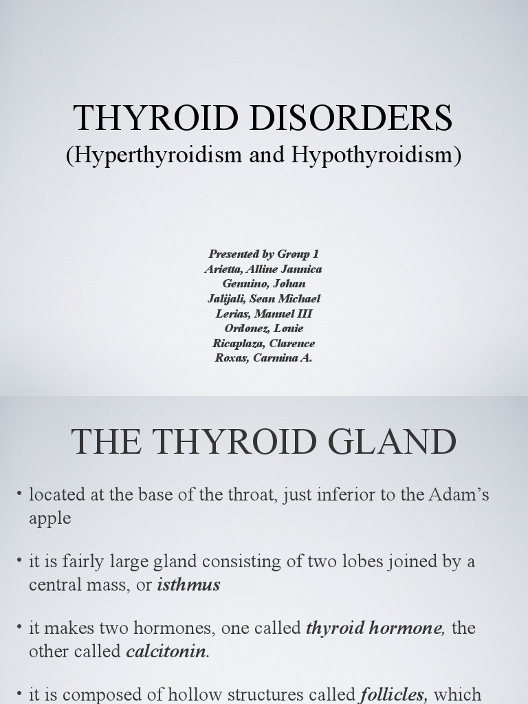 Thyroid Disorders: (Hyperthyroidism and Hypothyroidism) | PDF | Thyroid | Hyperthyroidism