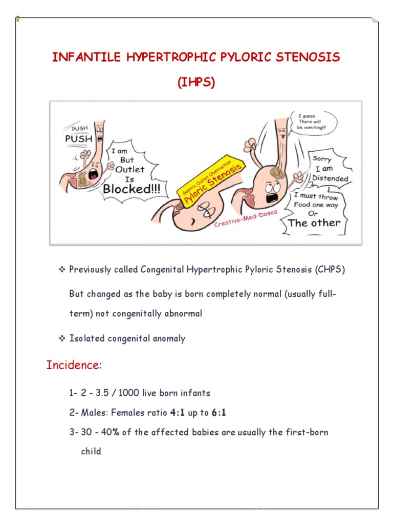 Infantile Hypertrophic Pyloric Stenosis (IHPS) : Incidence | PDF ...