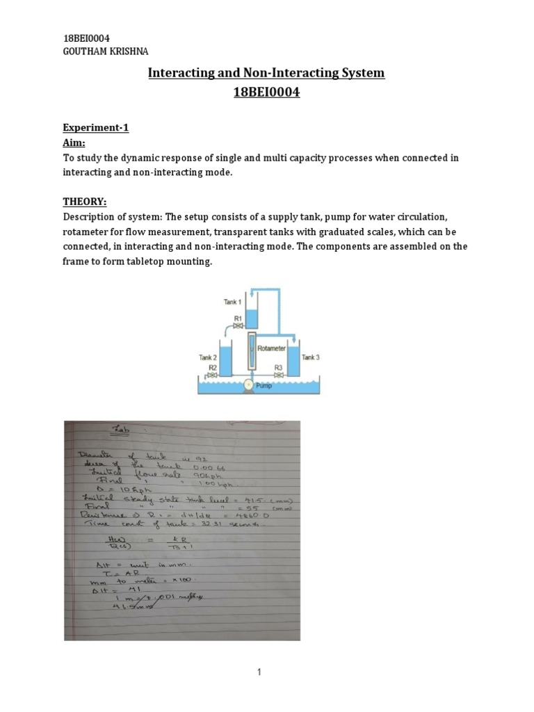 Interacting and Non-Interacting System 18BEI0004: Experiment-1 Aim ...