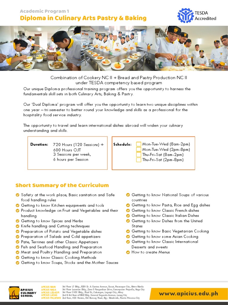 Diploma in Culinary Arts Pastry & Baking: Academic Program 1 | PDF ...