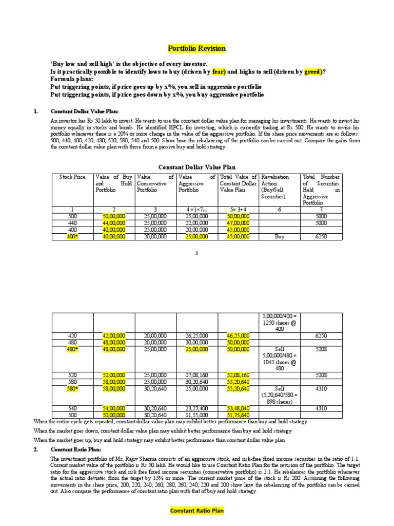 Managing Investment Portfolios Through Constant Dollar Value, Constant ...