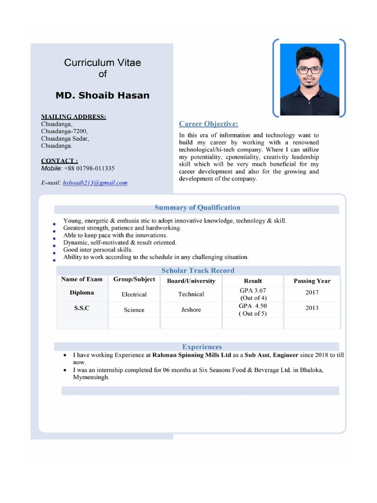 CV of Shoaib Hasan New PDF | PDF