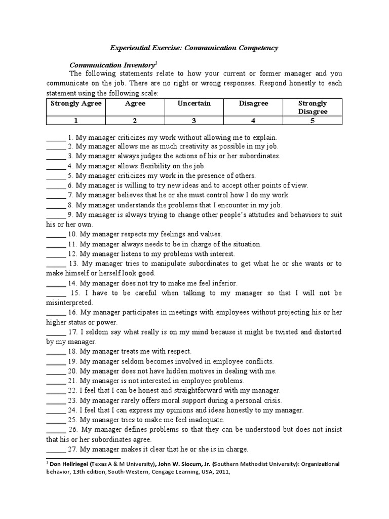 Test Communication Inventory | PDF | Communication | Applied Psychology