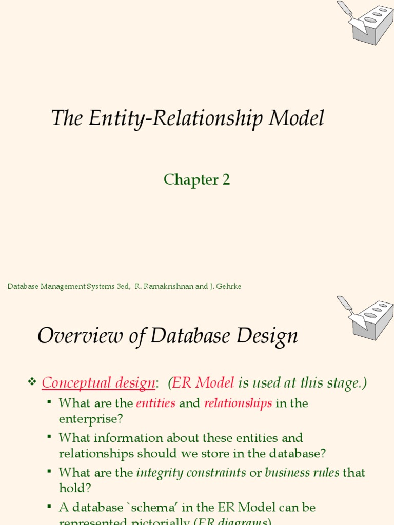 The Entity-Relationship Model: Database Management Systems 3ed, R. Ramakrishnan and J. Gehrke 1 ...