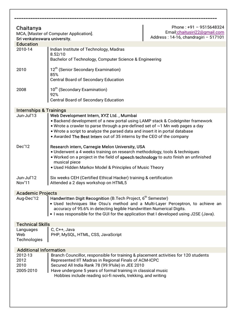Internshala Resume Template2 | PDF | Software Development | Software Engineering