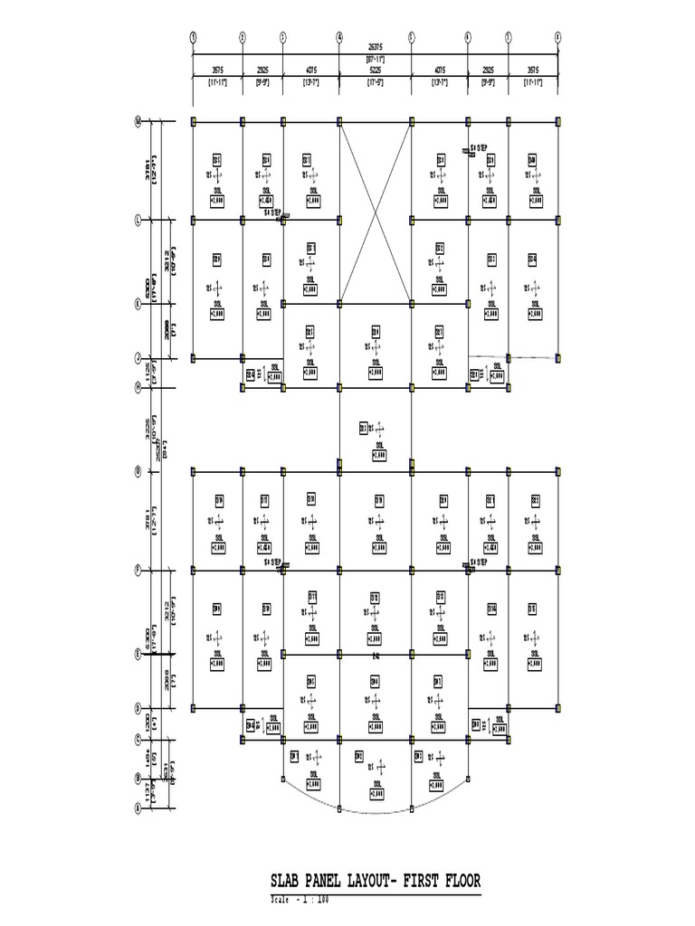 Slab Panel Layout-First Floor: Scale - 1: 100 | PDF