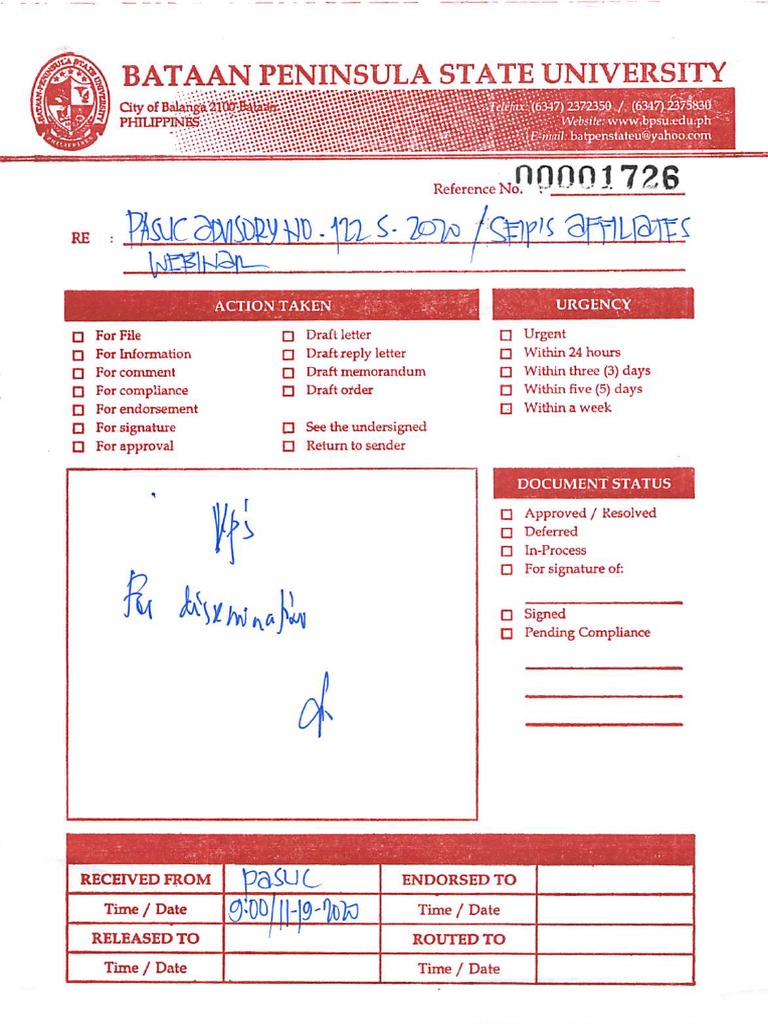 Administrative Memo Regarding Document Routing and Approval Procedures ...