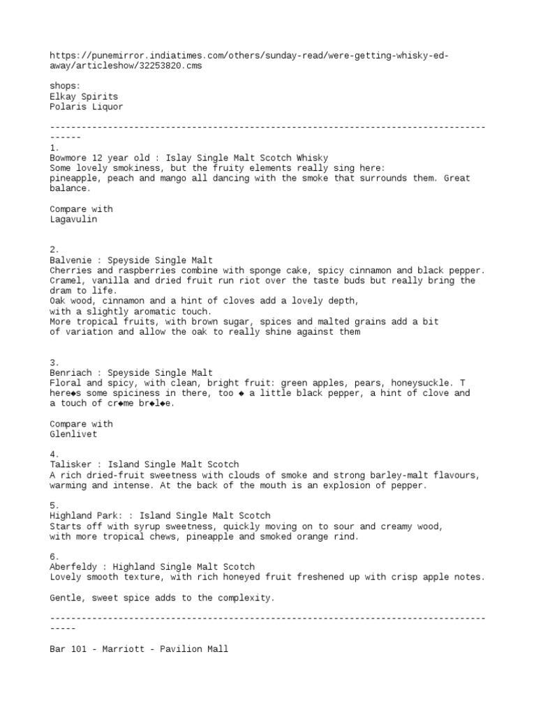 Scotch Notes | PDF | Scotch Whisky | Foods