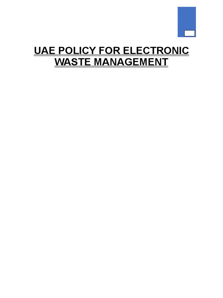 UAE Policy For Electronic Waste Management | PDF | Electronic Waste ...