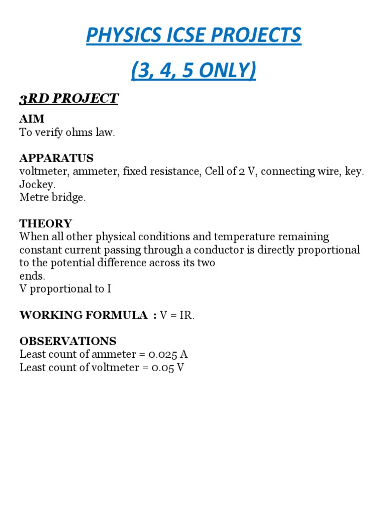 Class 10 ICSE Physics Project Guide | PDF | Teaching Methods ...