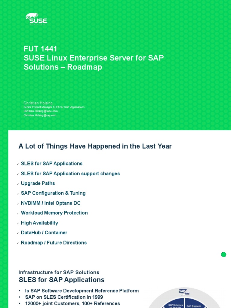 FUT 1441 SUSE Linux Enterprise Server For SAP Solutions - Roadmap | PDF | Computer Memory ...