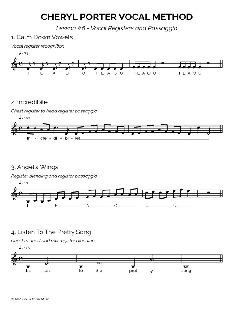 L06 Vocal Registers and Passaggio - Cheryl Porter Vocal Method | PDF ...