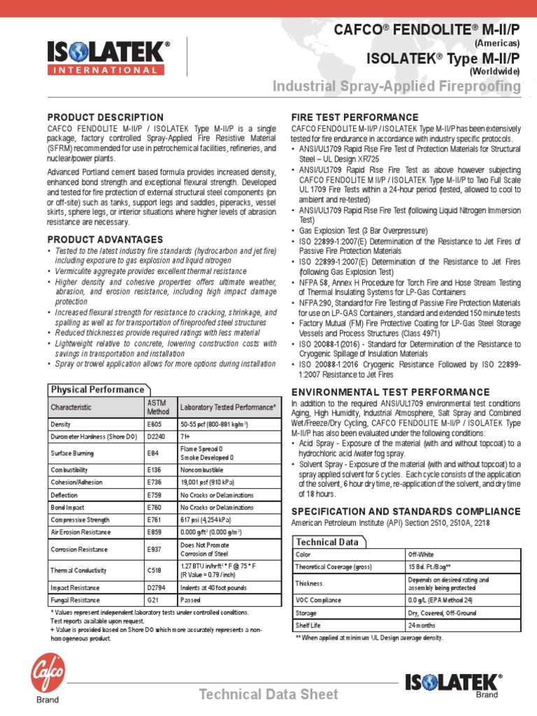 Industrial Spray-Applied Fireproofing: Isolatek Type M-II/P Cafco ...