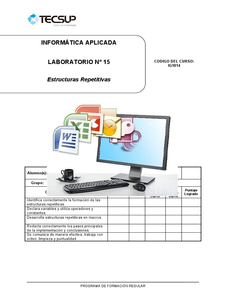 Lab 15 - Estructuras Repetitivas | PDF | Macro (informática) | Programa de computadora