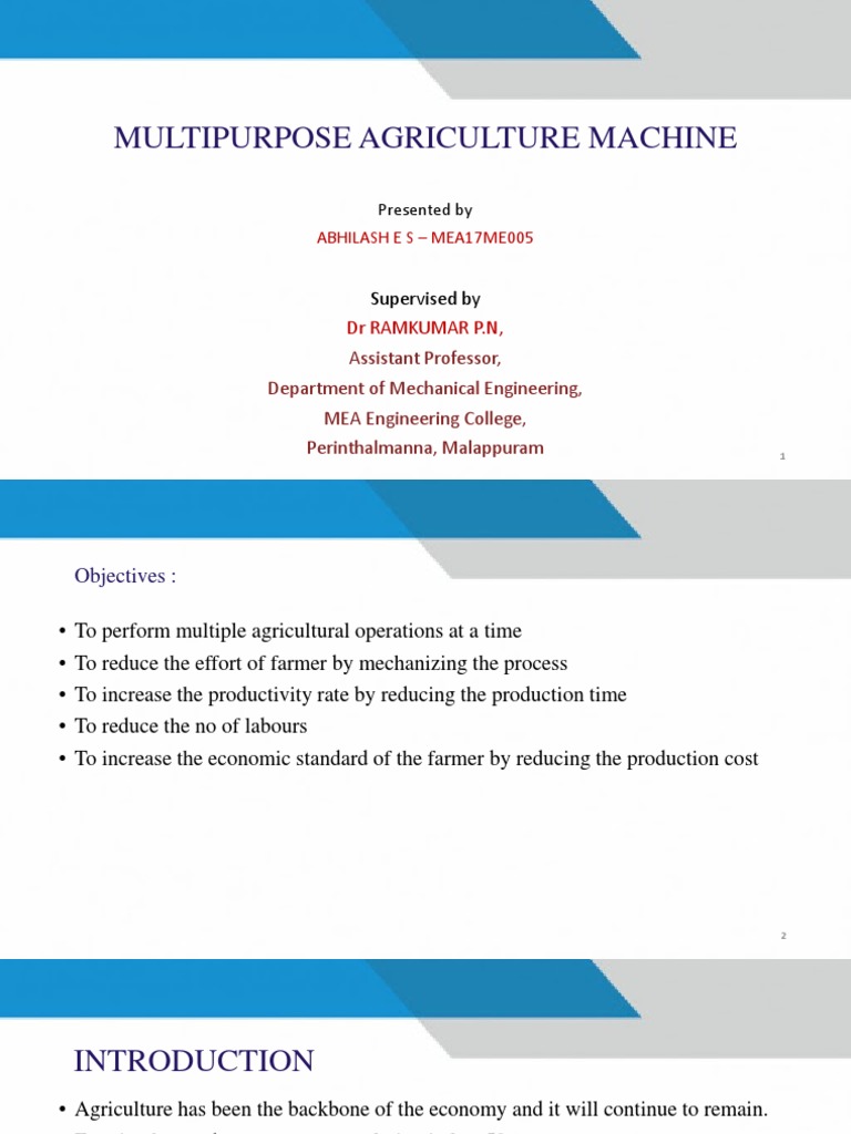 Multipurpose Agriculture Machine | PDF | Agricultural Machinery | Wheel