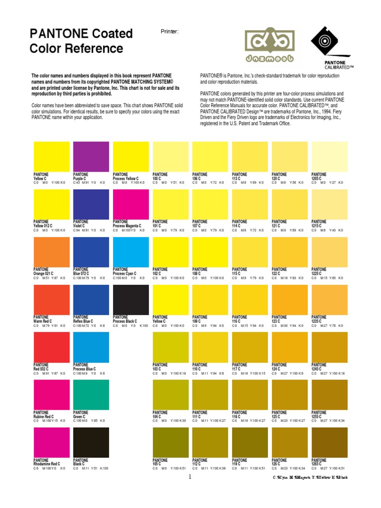 Pantone Color Chart Pdf