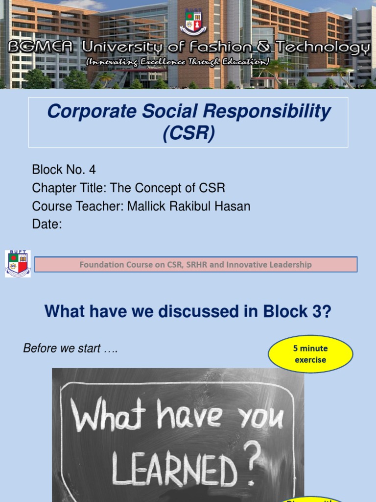 Block 4 - The Concept of CSR | PDF | Corporate Social Responsibility ...