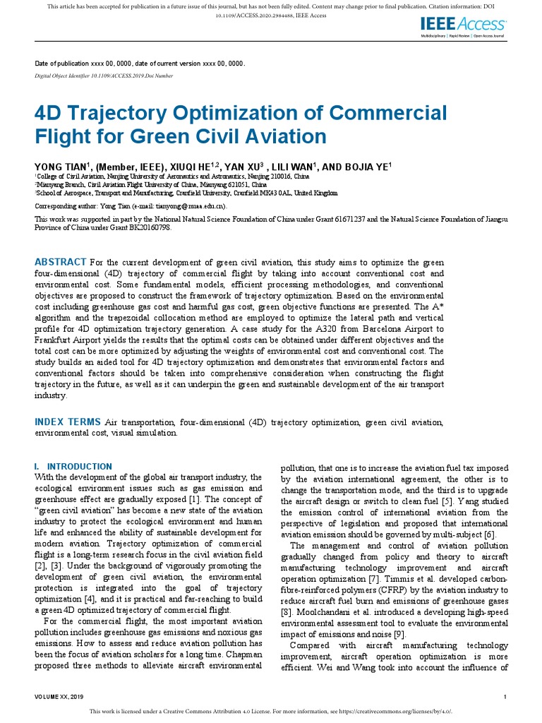 4d Trajectory Optimization Of Commercial Flight For Green Civil