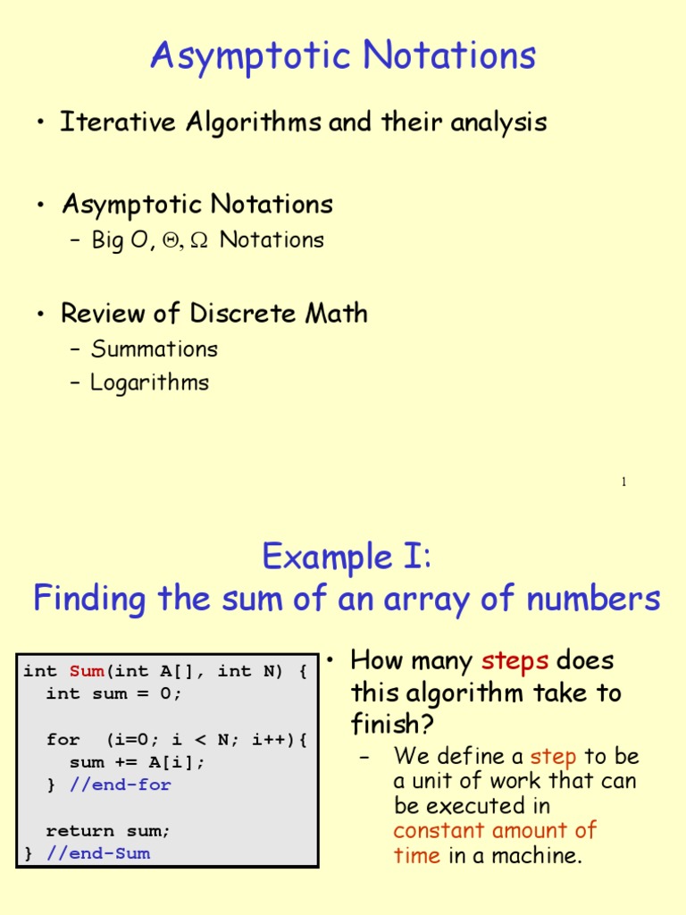 Iterative Algorithms And Their Analysis Asymptotic Notations Pdf Summation Algorithms