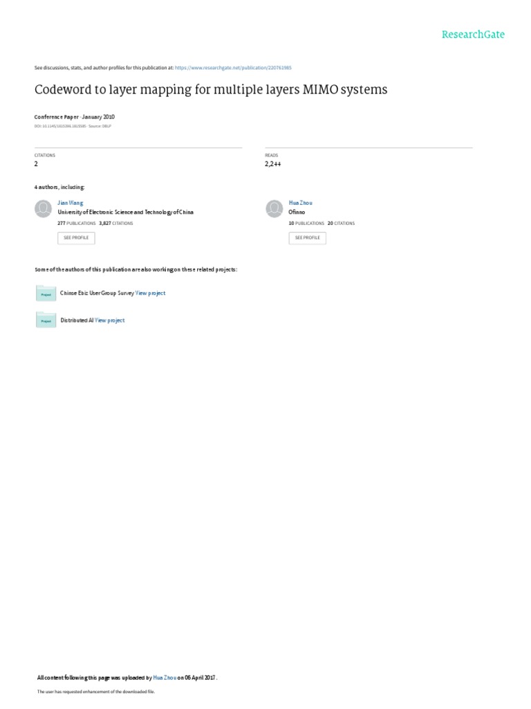 Codeword To Layer Mapping For Multiple Layers MIMO Systems: January 2010 | PDF | Mimo | Computer ...