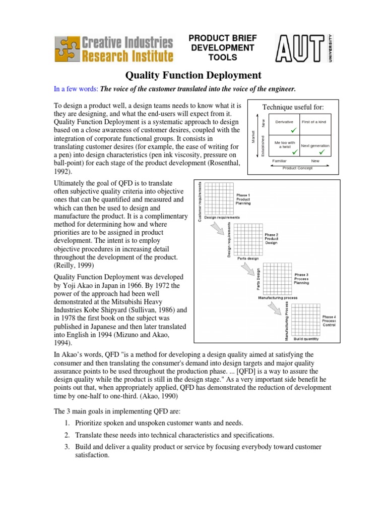 Quality Function Deployment & House of Quality | PDF