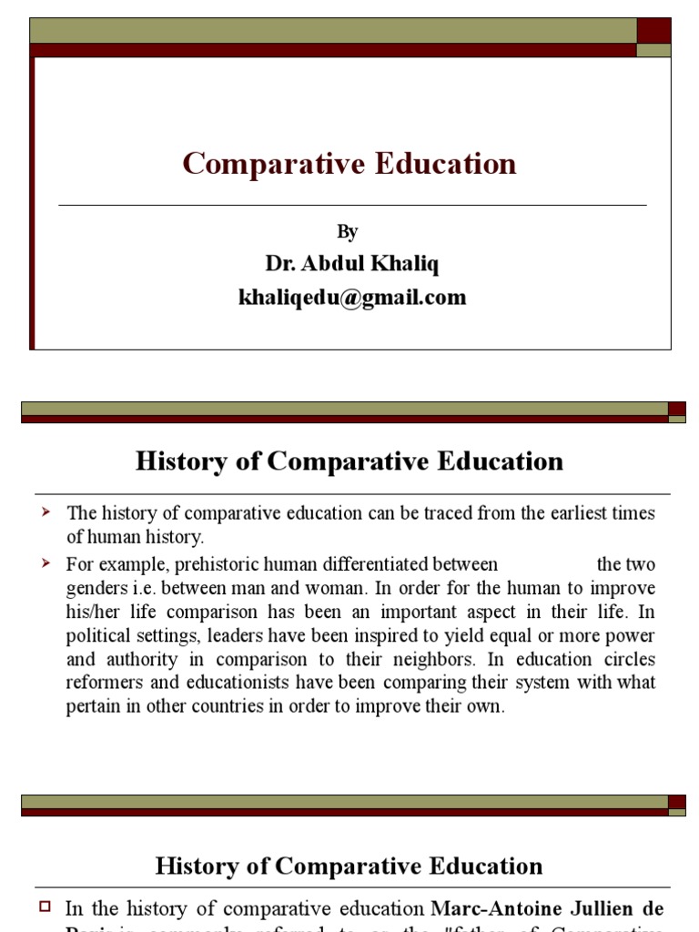 Comparative Education: Dr. Abdul Khaliq | PDF | Social Science | System