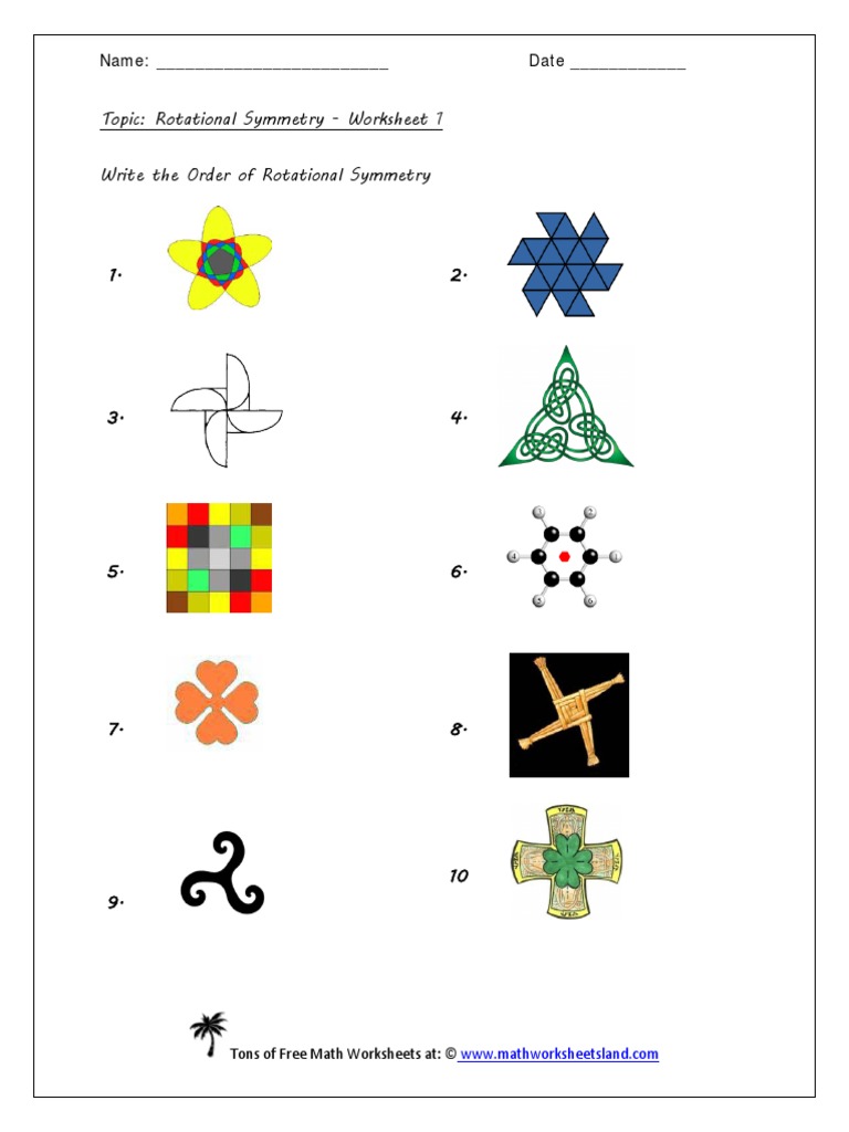 Geometry Rotational Symmetry Worksheets Template | PDF | Geometry ...