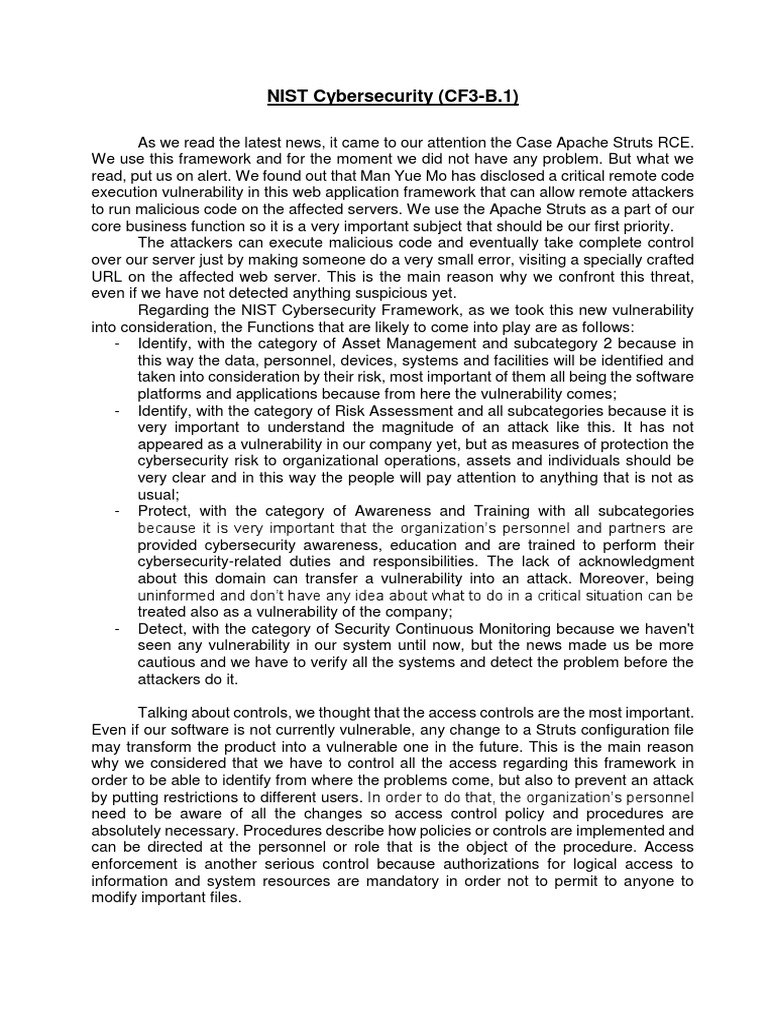 Case Study NIST Cybersecurity | PDF | Vulnerability (Computing ...