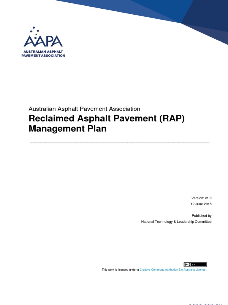 Reclaimed Asphalt Pavement (RAP) Management Plan | PDF | Asphalt ...