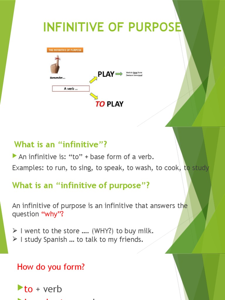 Understanding Infinitives of Purpose | PDF | Language Arts & Discipline ...